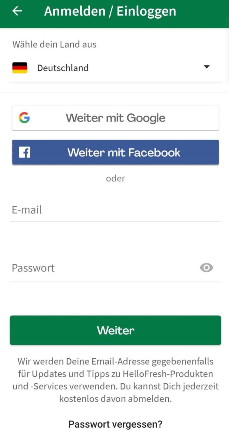 HelloFresh Login: Einloggen, Registrieren und Passwort vergessen