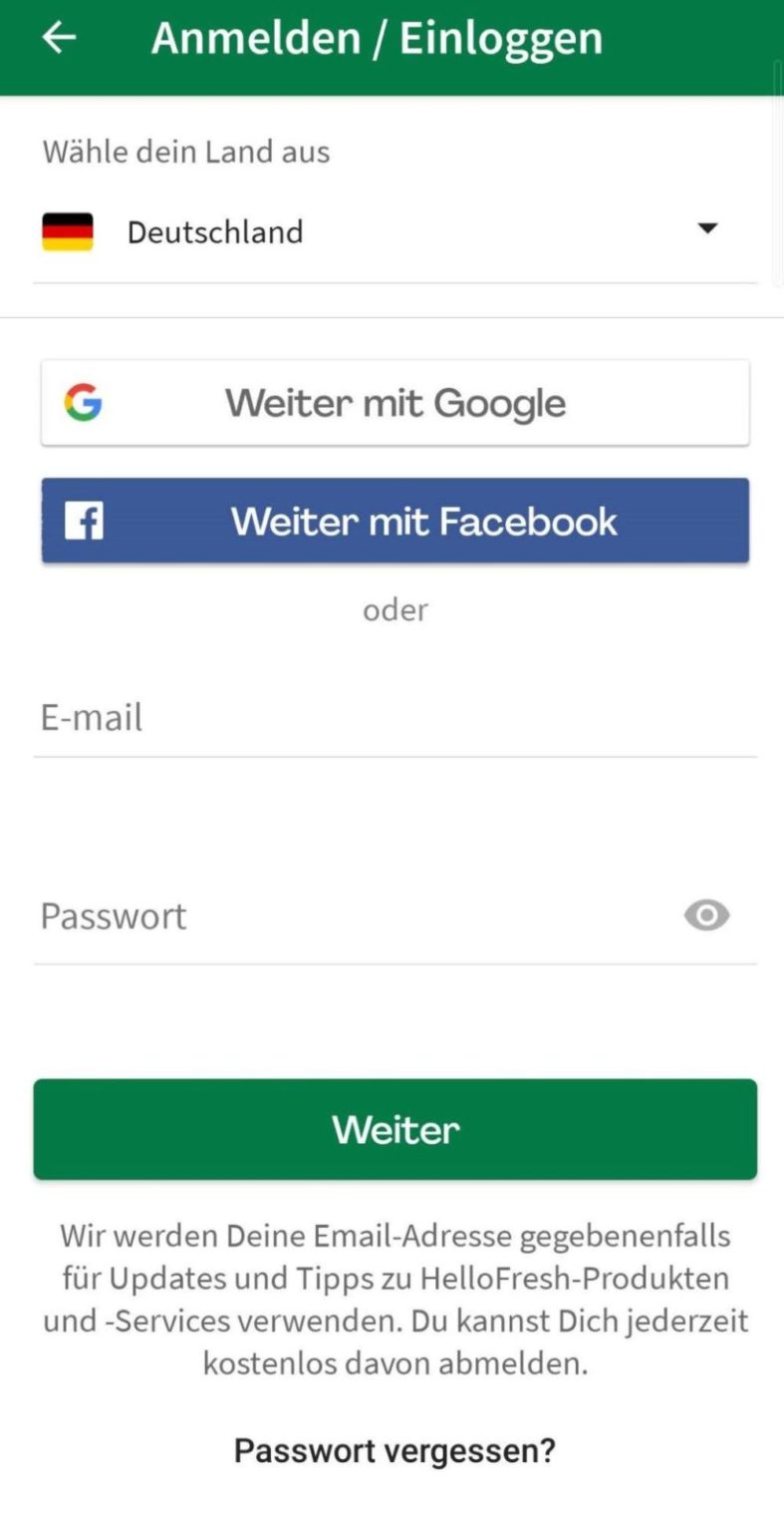 HelloFresh Login: Einloggen, Registrieren und Passwort vergessen