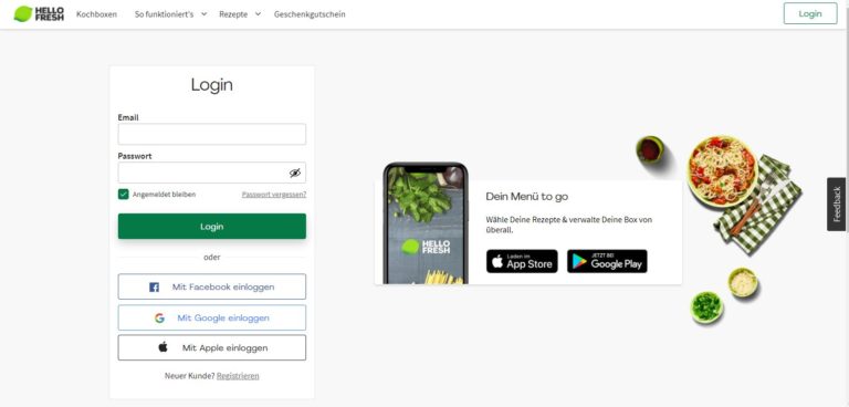 HelloFresh Login: Einloggen, Registrieren und Passwort vergessen